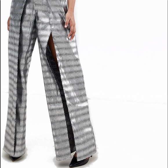 ASOS | Pants & Jumpsuits | Split Leg Silver Jacquard Bandeau Jumpsuit ...